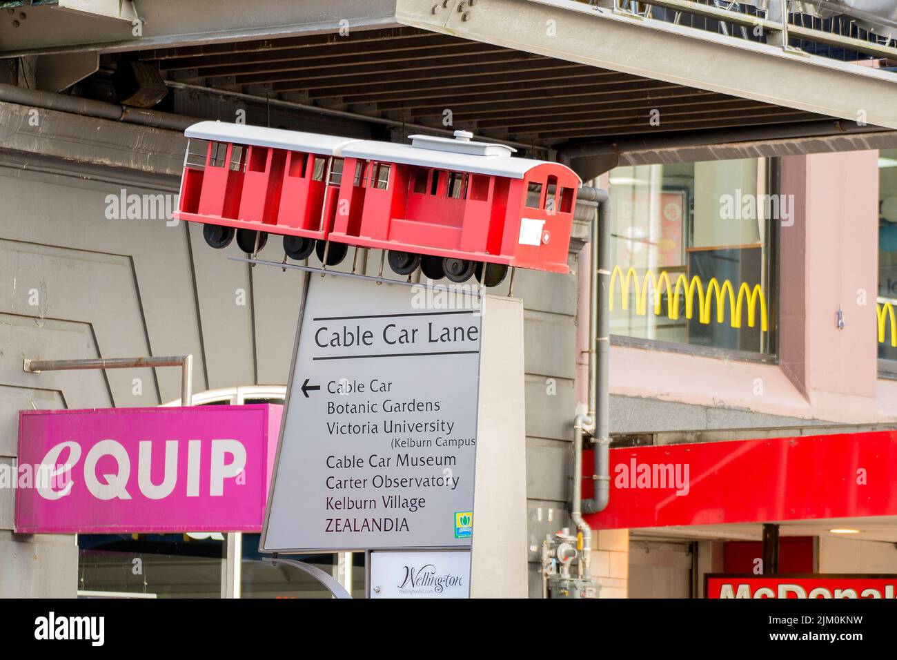 Colourful street signs with icons and information in Wellington City ...