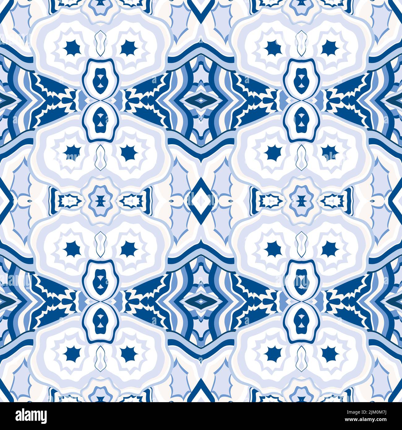 Blue tile with geometrical motifs seamless pattern Stock Vector Image ...
