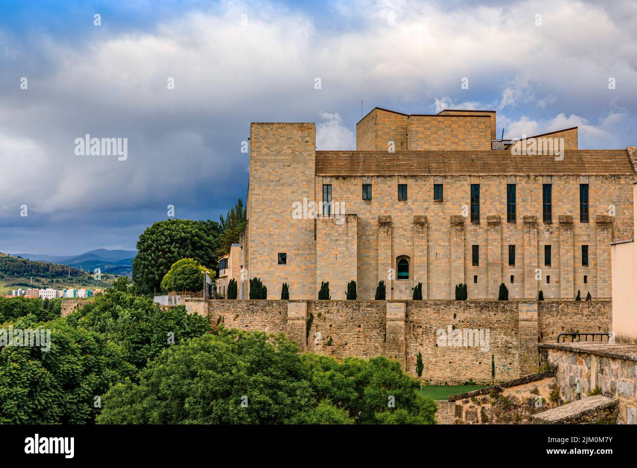 Royal and General Archive of Navarra surrounded by medieval city walls ...