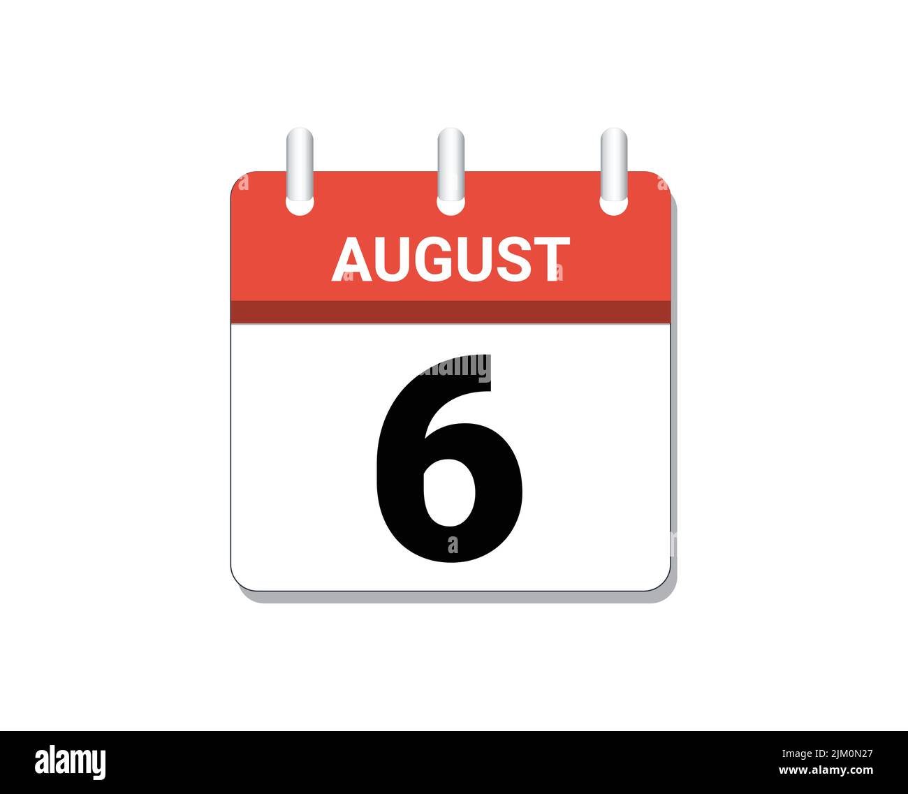 August, 6th calendar icon vector, concept of schedule, business and ...