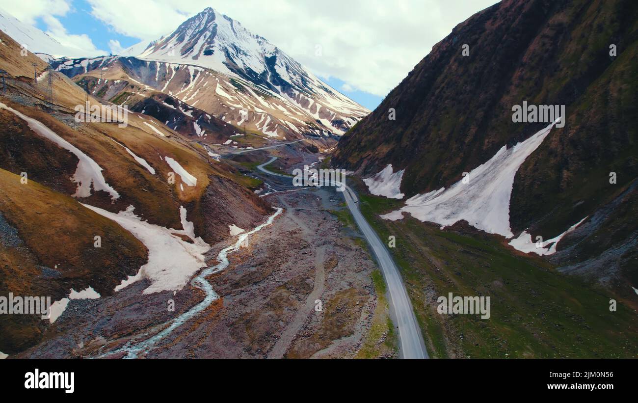 aerial view of Dariali gorge, Kazbegi district, Mtskheta-Mtianeti ...