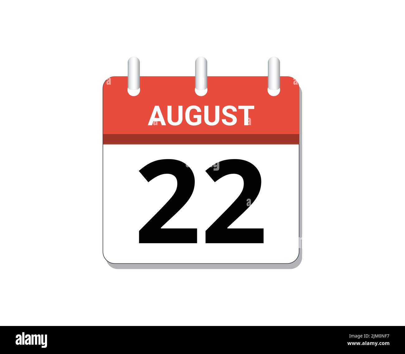 August, 22nd calendar icon vector, concept of schedule, business and ...