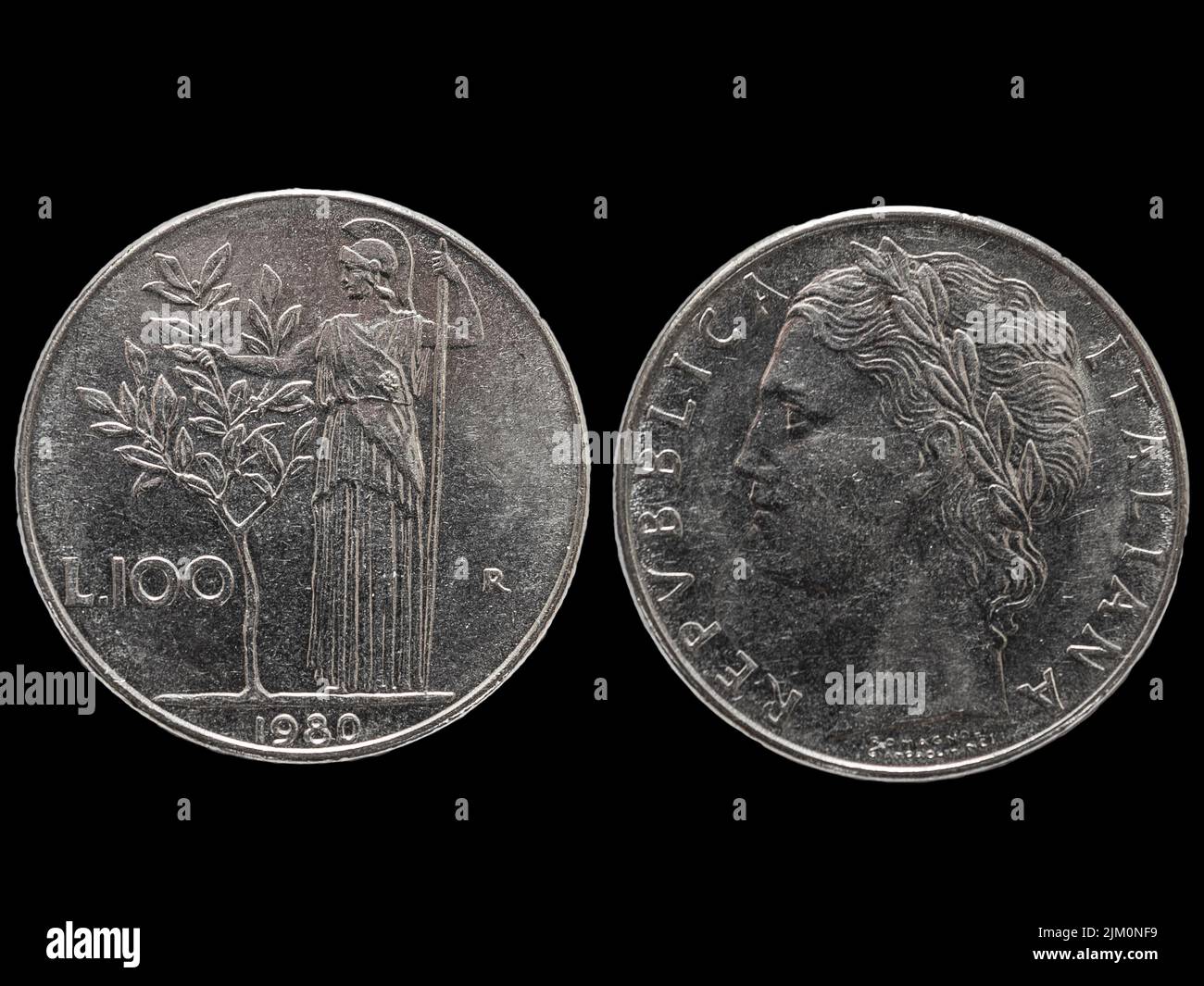 Italian lira coin obverse and reverse. Old currency of Republic of ...