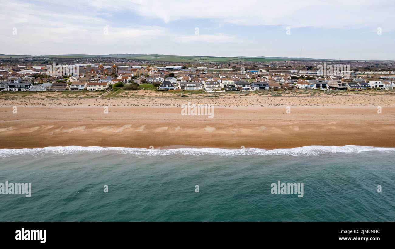 Aerial photography of sandy beach in Shoreham-by-Sea, England, UK Stock ...