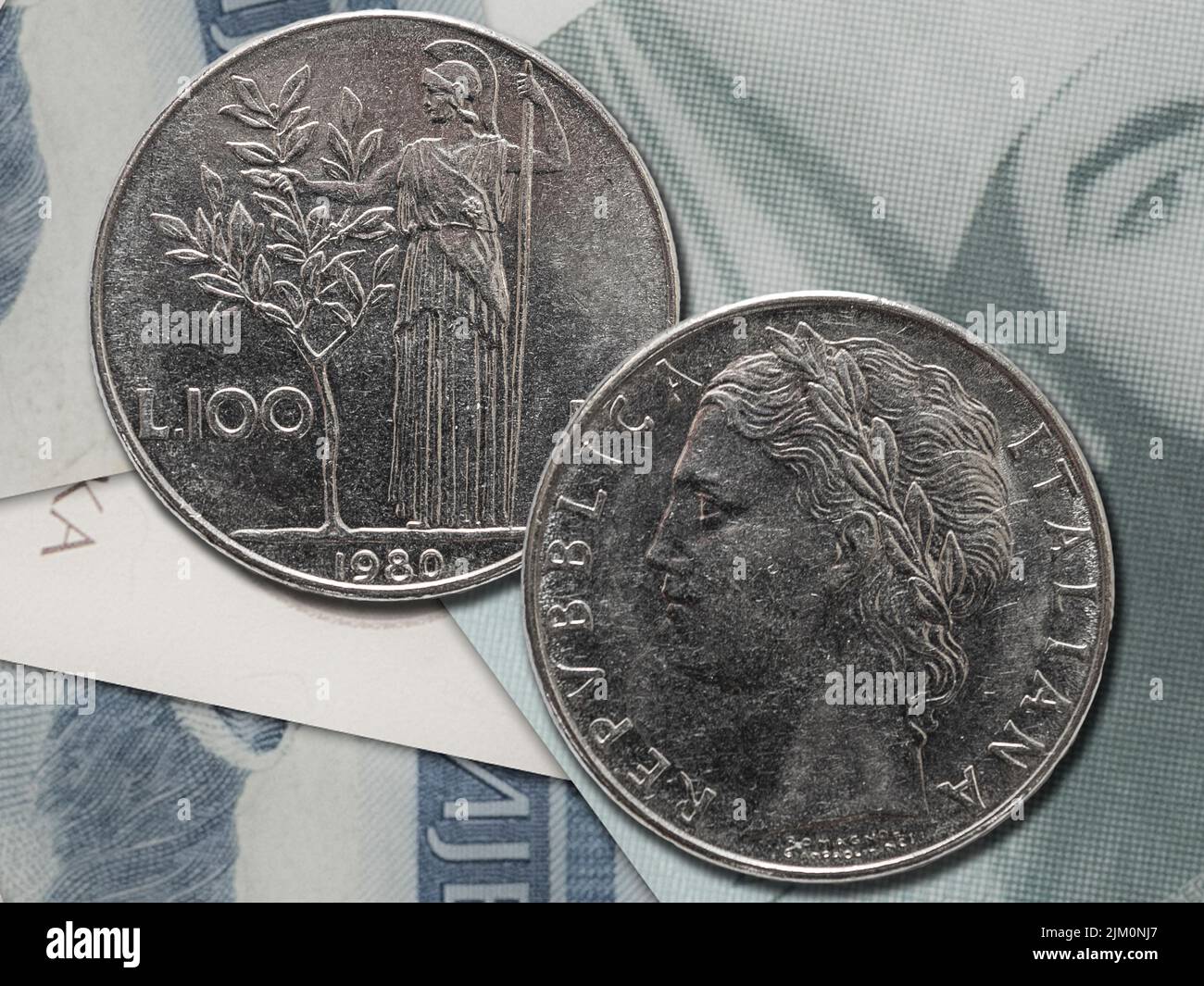 Italian lira coin obverse and reverse. Old currency of Republic of ...