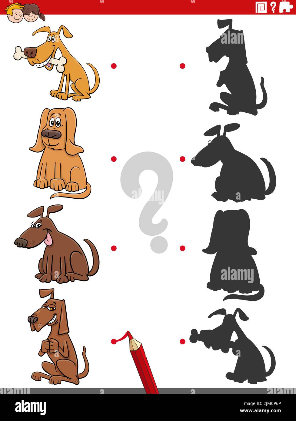 Cartoon illustration of match the right shadows with pictures ...