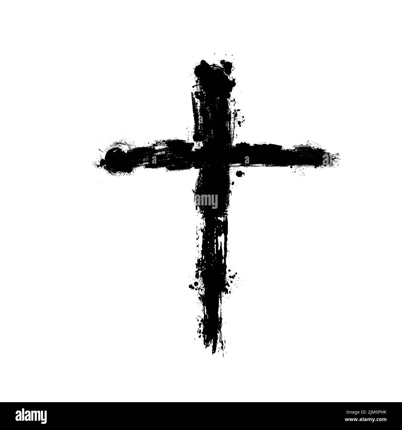 Grunge Religion Cross . Black Paint . Cross black paint strokes. Vector ...