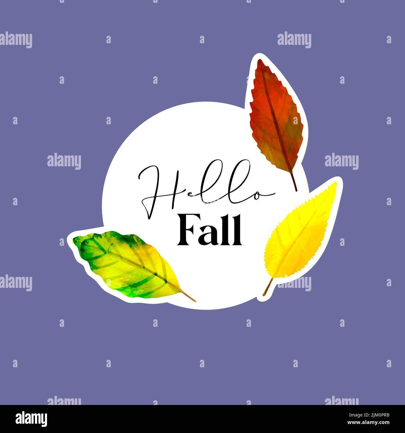 Autumn frame background illustration with leaves and text Hello Fall ...