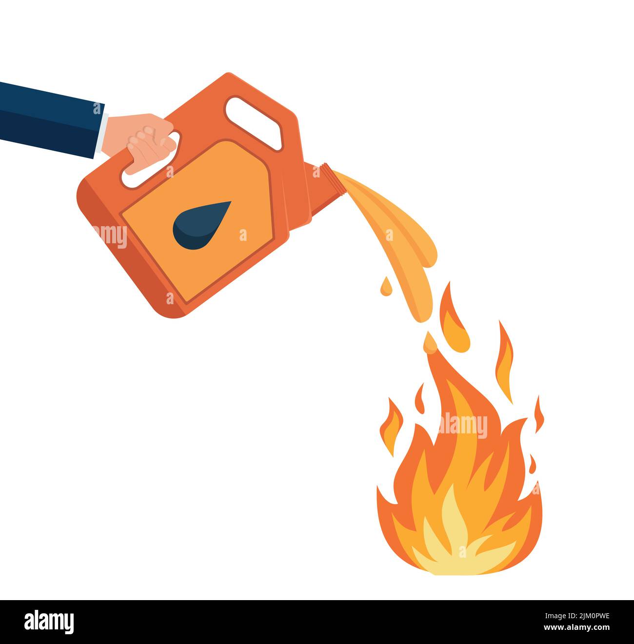 Canister with fuel. Red gas tank. Container with oil. Flammable object ...