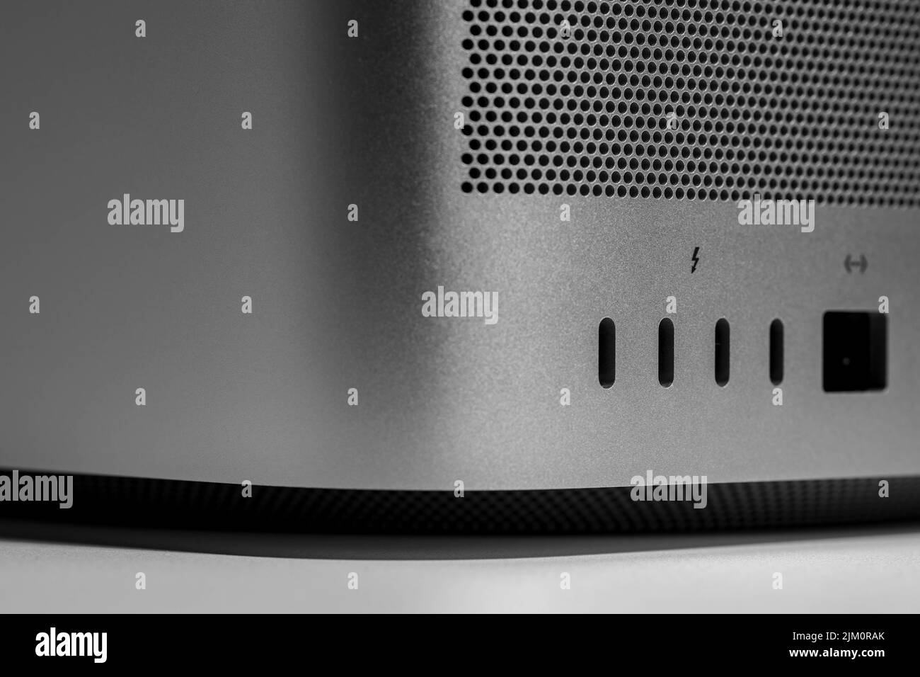 Thunderbolt ports and ethernet connection still life of modern new ...