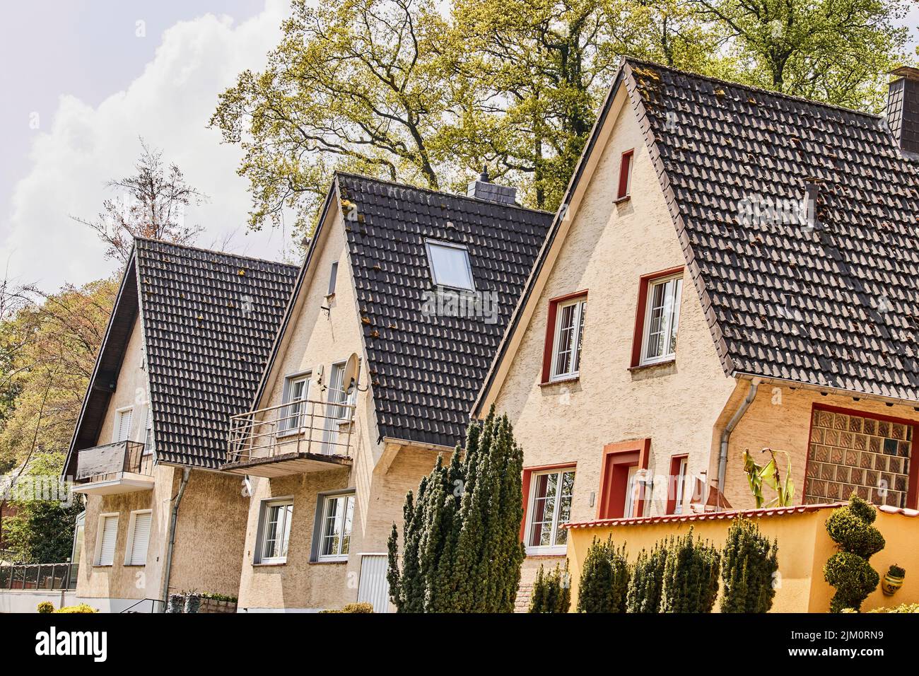 The details of the roofs of the houses in a row Stock Photo - Alamy
