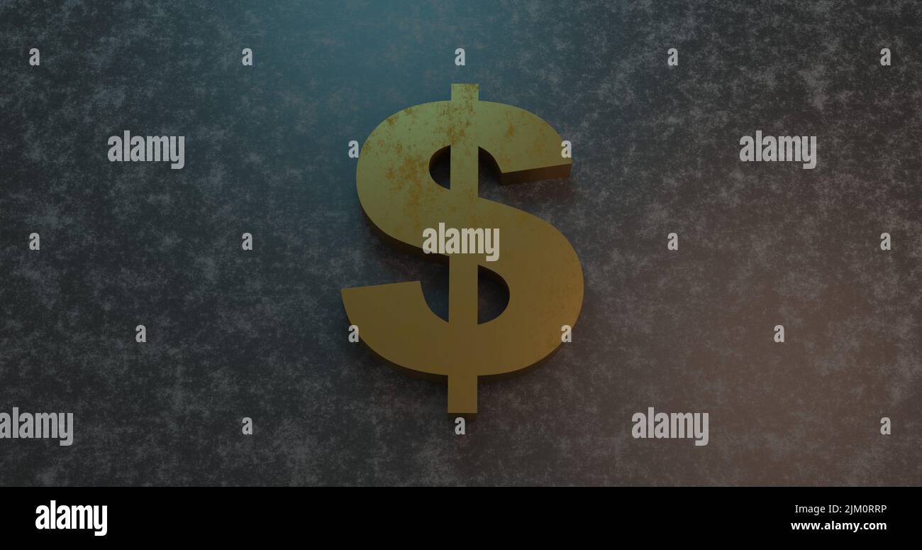 golden us dollar sign on polished concrete Stock Photo - Alamy