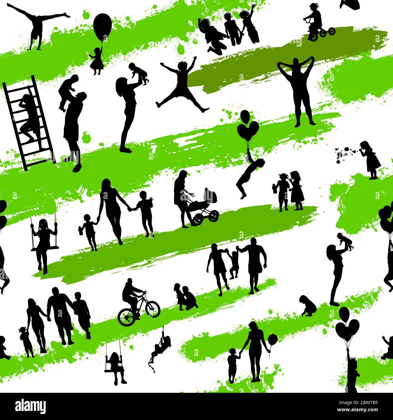 Seamless pattern family. Silhouettes of children. Vector illustration ...
