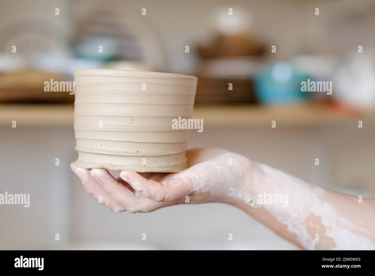 pottery workshop craft clay jug handmade crockery Stock Photo - Alamy