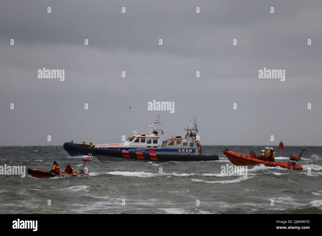 A group of 4 KNRM ships (SAR) on the North Sea near the island Vlieland ...