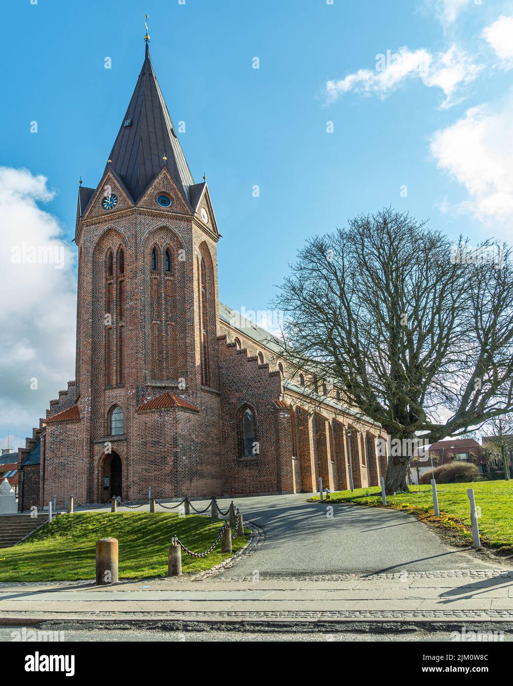 The octagonal bell tower of the Church of Our Lady in Assens. It is a ...