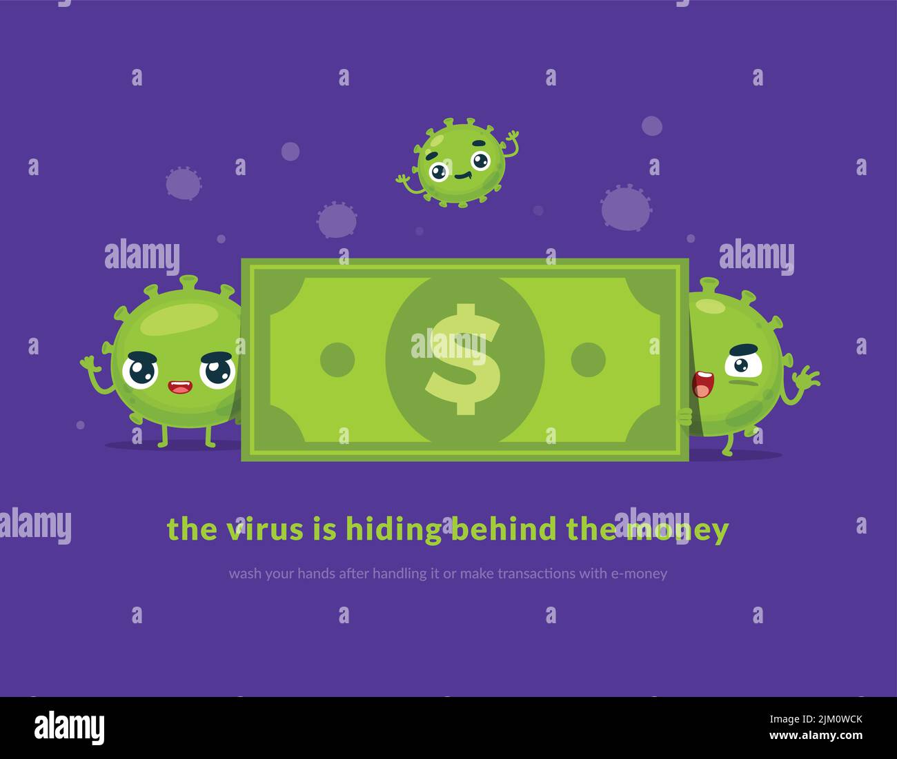 A concept of virus cells around a dollar with caption 'the virus is ...