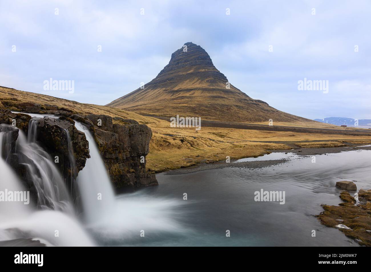 A long exposure of Kirkjufoss waterfall in Snaefellsnes peninsula Stock ...