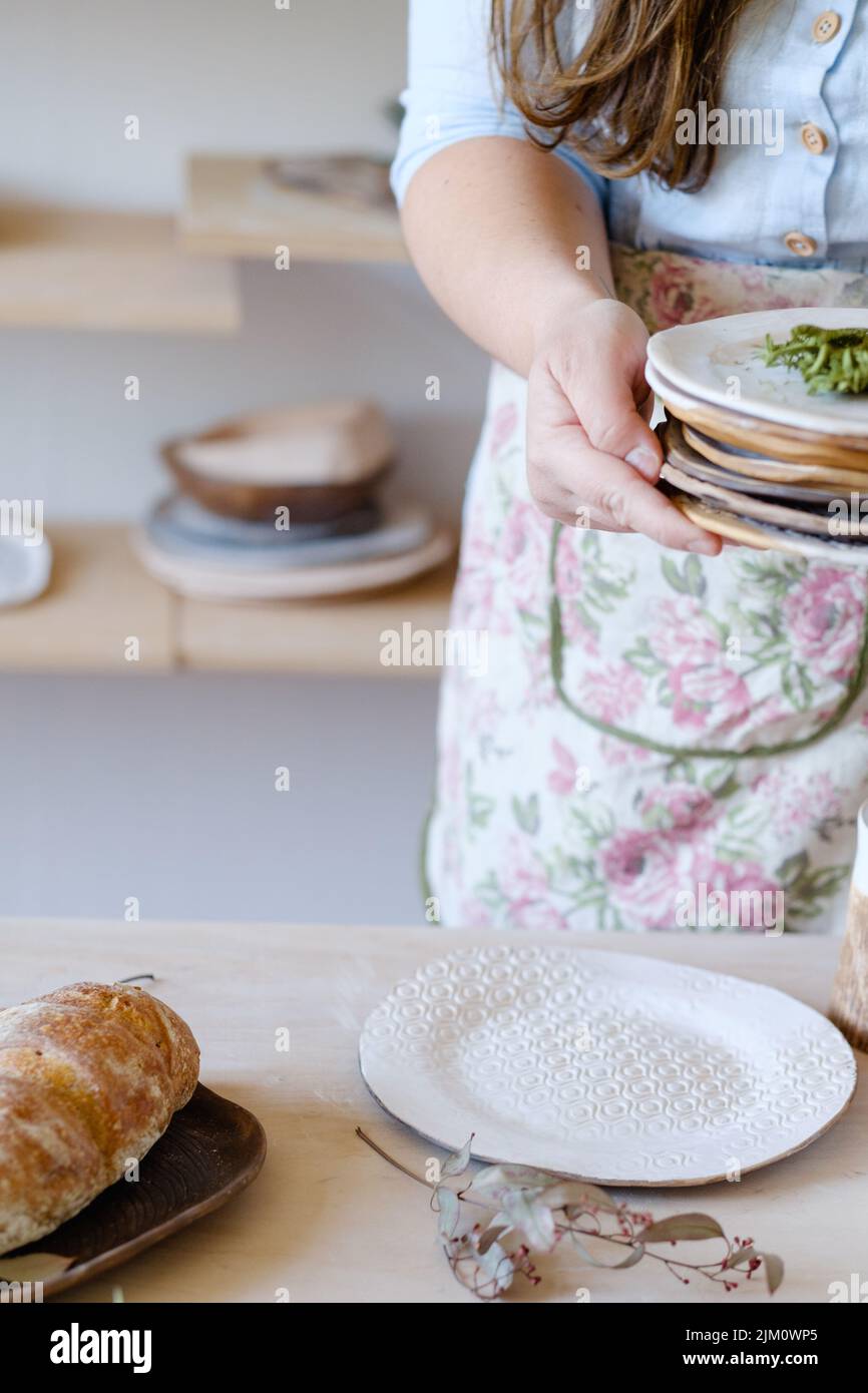 natural eco rustic decor handmade crockery design Stock Photo - Alamy