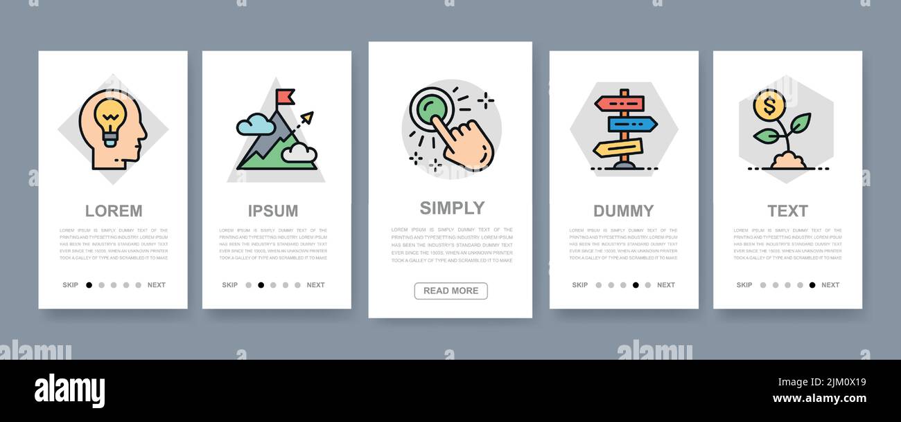 Start up vertical banners set. Modern thin line flat icons for website ...