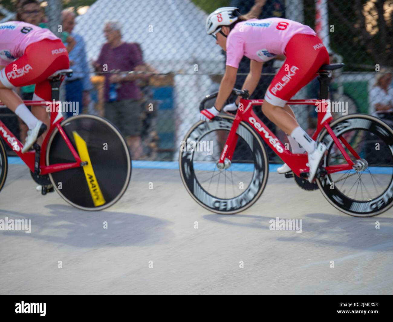 Fiorenzuola, Italy - August 2022 Professional cyclist speeding in ...