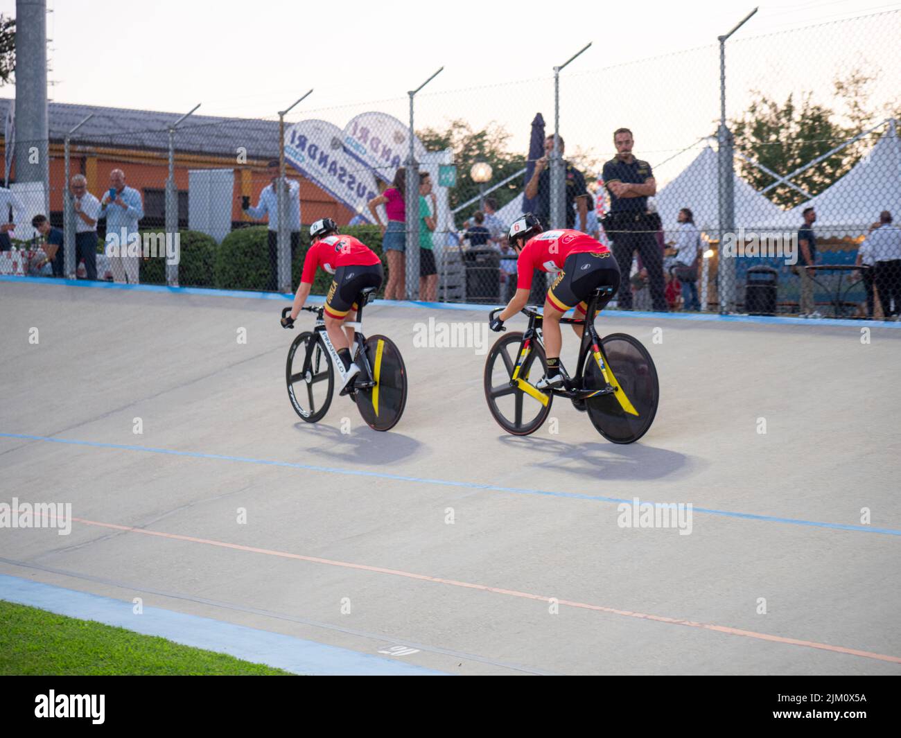 Fiorenzuola, Italy - August 2022 Professional cyclist speeding in ...