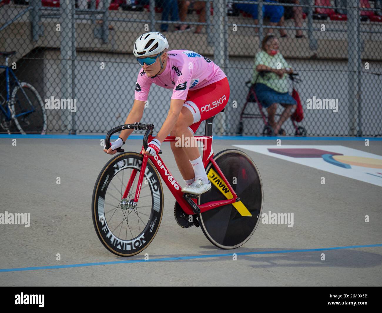 Fiorenzuola, Italy - August 2022 Professional cyclist speeding in ...