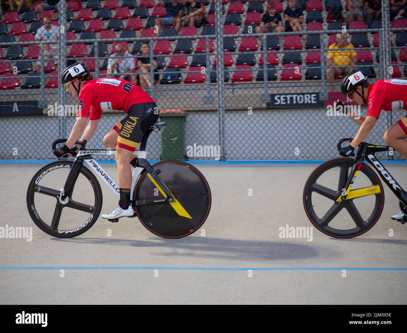 Fiorenzuola, Italy - August 2022 Professional cyclist speeding in ...
