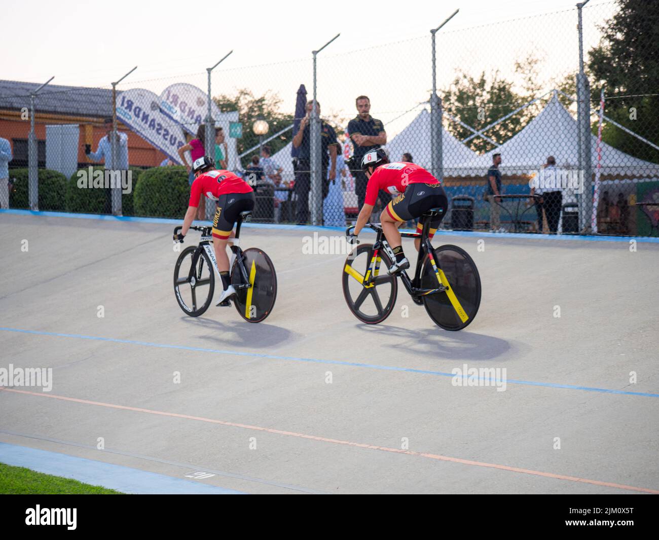 Fiorenzuola, Italy - August 2022 Professional cyclist speeding in ...