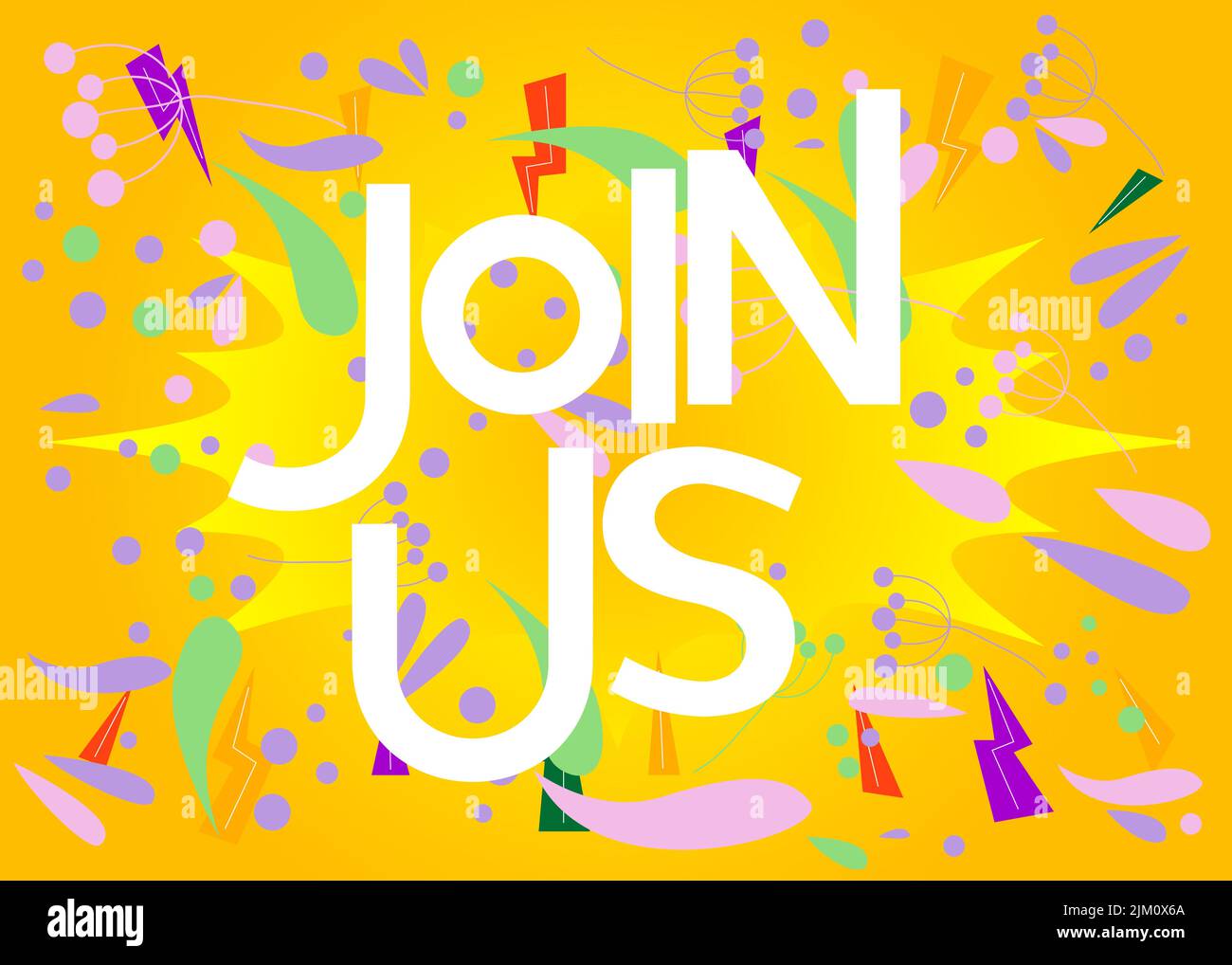 Join Us. Word written with Children's font in cartoon style Stock ...
