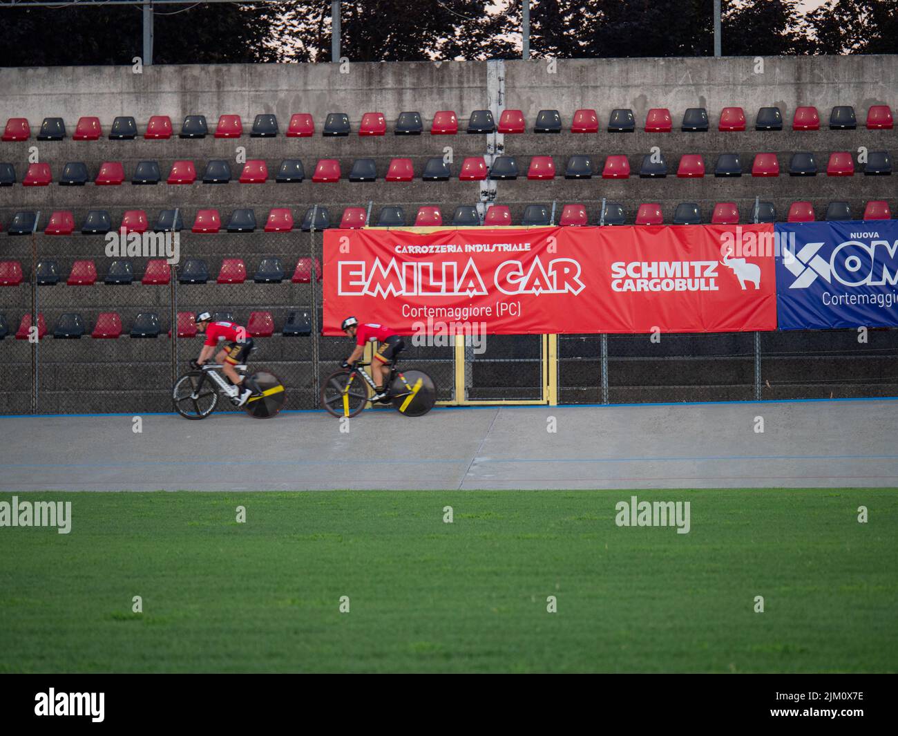 Fiorenzuola, Italy - August 2022 Professional cyclist speeding in ...
