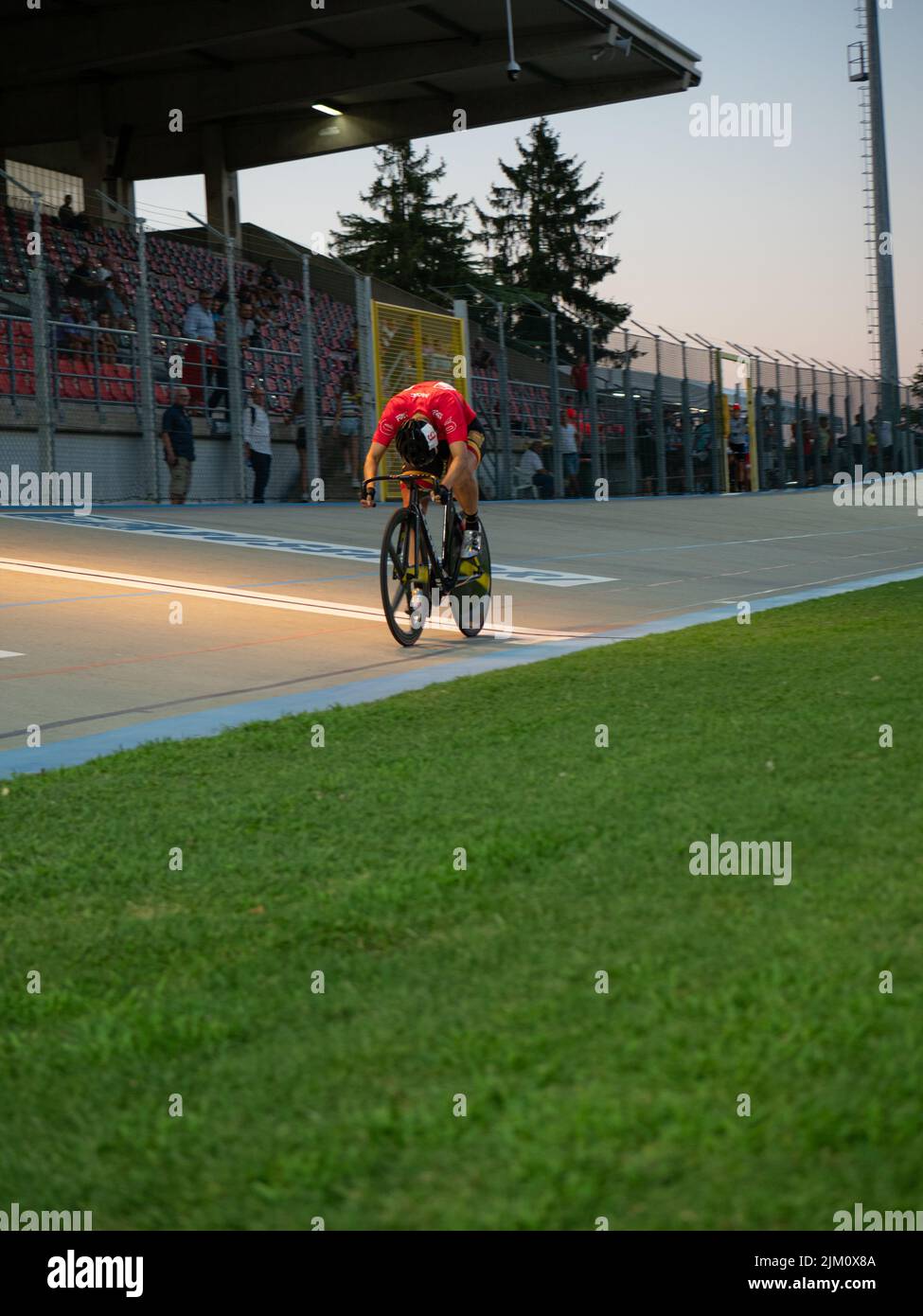 Fiorenzuola, Italy - August 2022 Professional cyclist speeding in ...