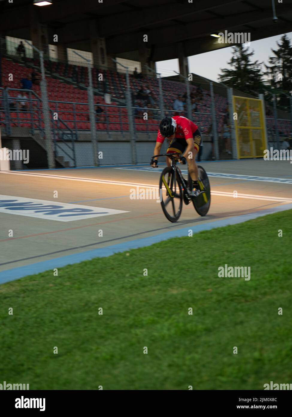 Fiorenzuola, Italy - August 2022 Professional cyclist speeding in ...