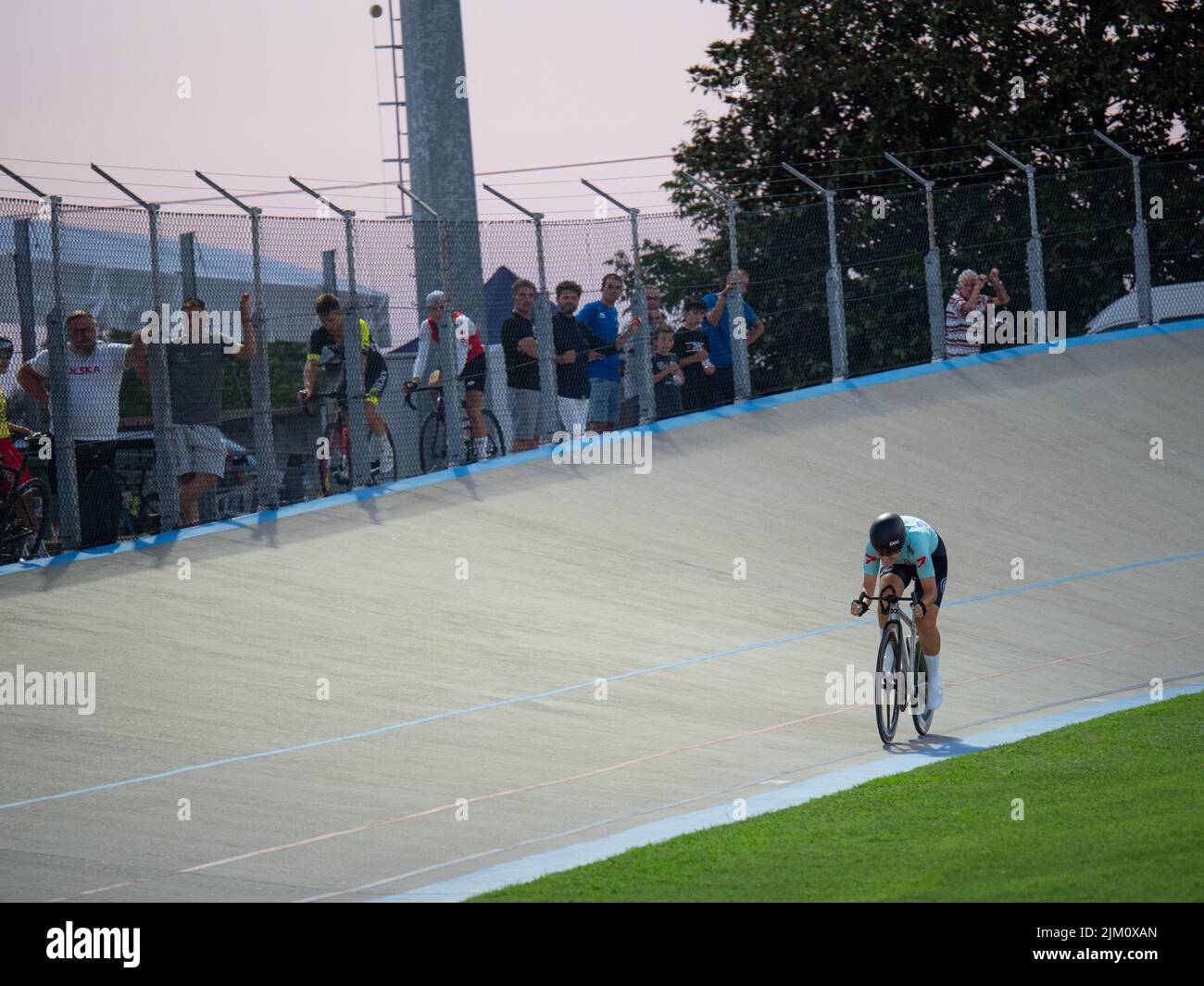 Fiorenzuola, Italy - August 2022 Professional cyclist speeding in ...