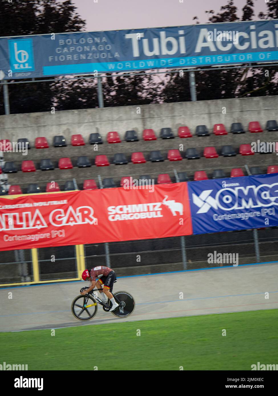 Fiorenzuola, Italy - August 2022 Professional cyclist speeding in ...
