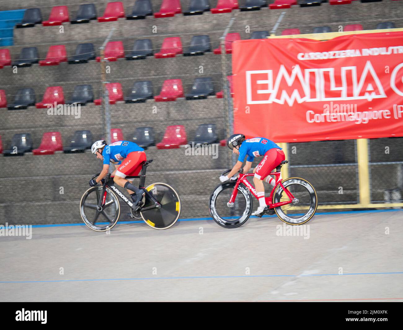 Fiorenzuola, Italy - August 2022 Professional cyclist speeding in ...