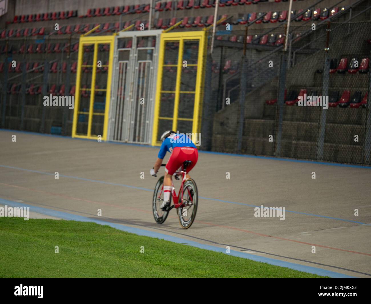 Fiorenzuola, Italy - August 2022 Professional cyclist speeding in ...