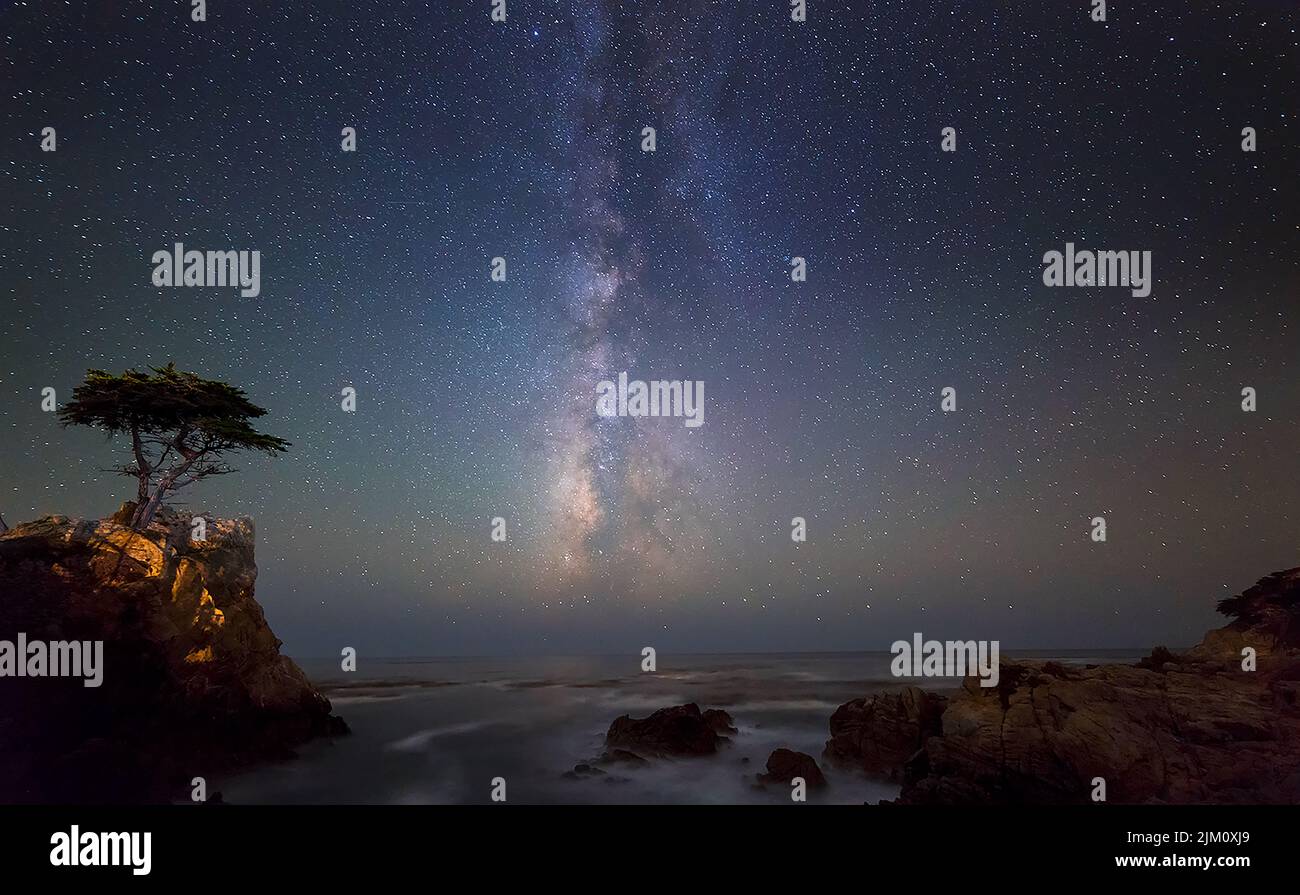 An aerial view of a beautiful sea at the starry night Stock Photo - Alamy