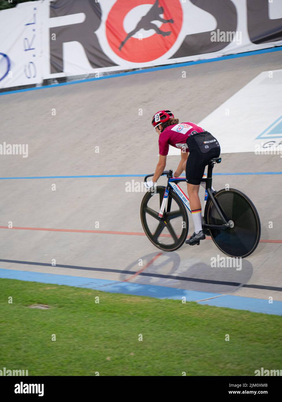 Fiorenzuola, Italy - August 2022 Professional cyclist speeding in ...