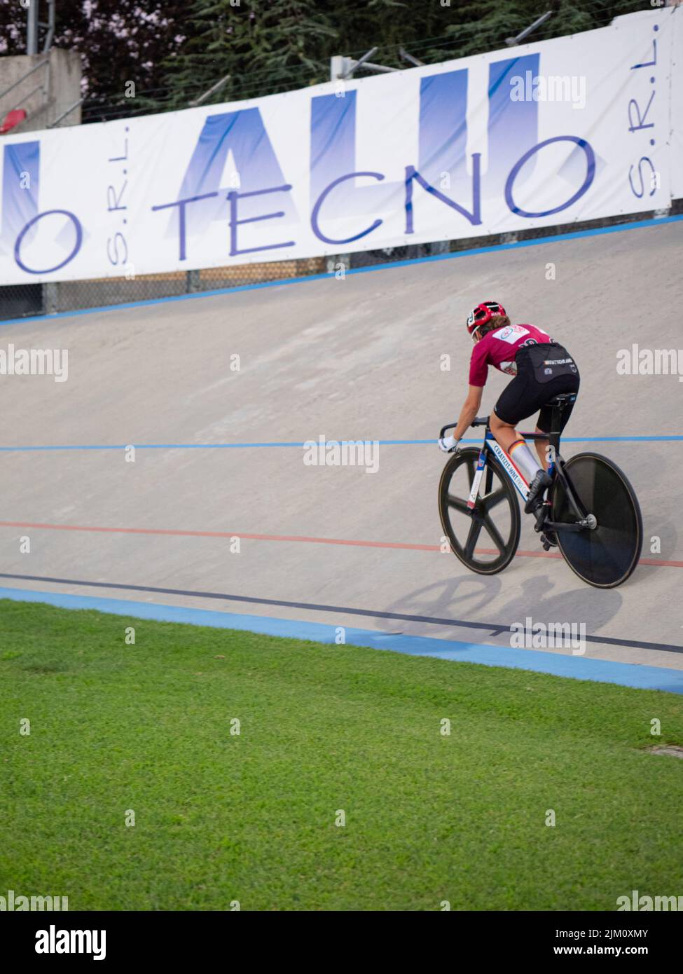 Fiorenzuola, Italy - August 2022 Professional cyclist speeding in ...