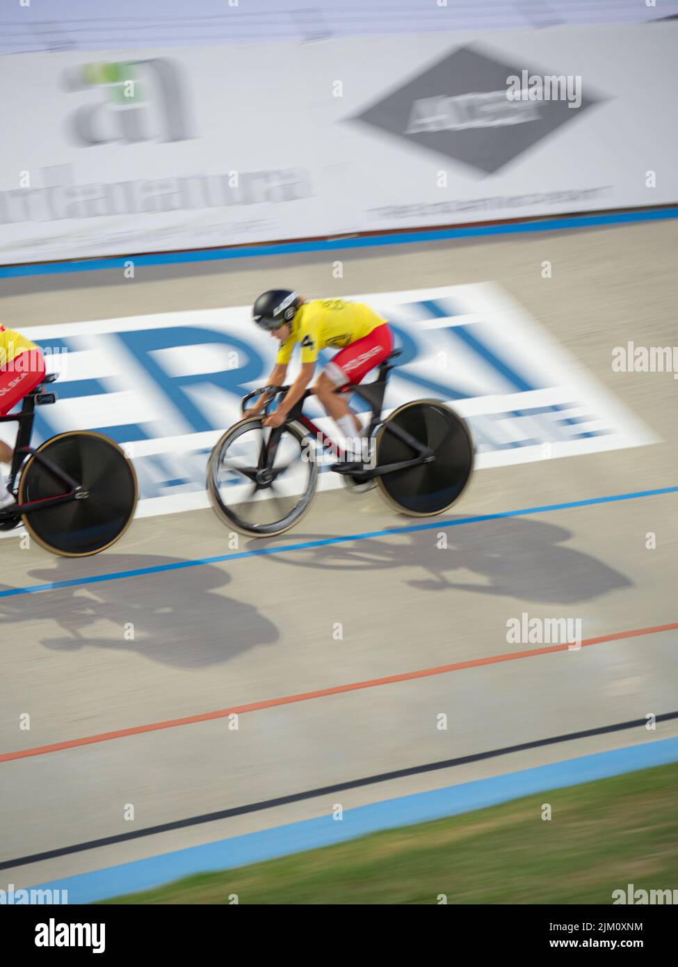 Fiorenzuola, Italy - August 2022 Professional cyclist speeding in ...