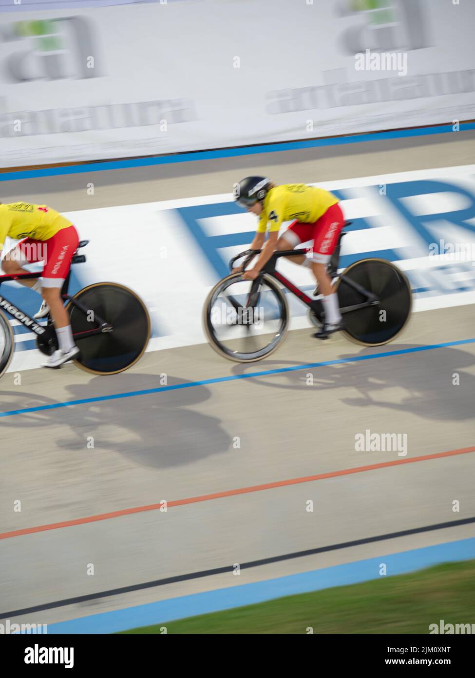 Fiorenzuola, Italy - August 2022 Professional cyclist speeding in ...