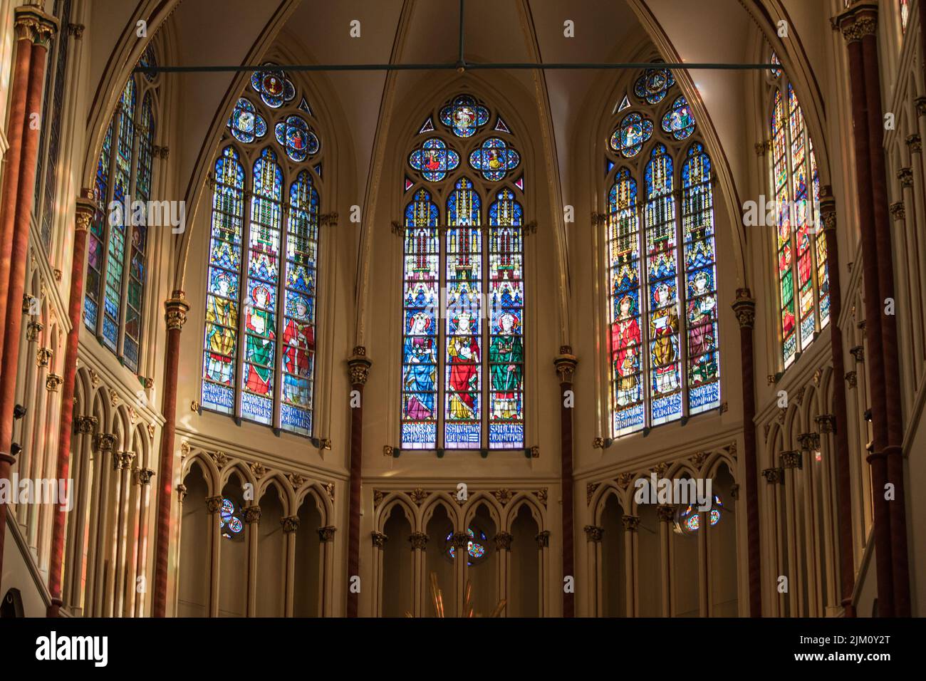 A beautiful shot of colorful mosaic windows of Cologne Cathedral in ...