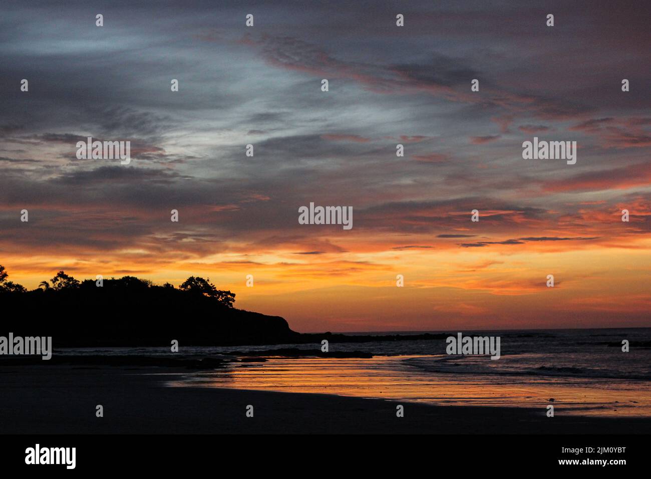 A scenic sunset at a beach Stock Photo - Alamy