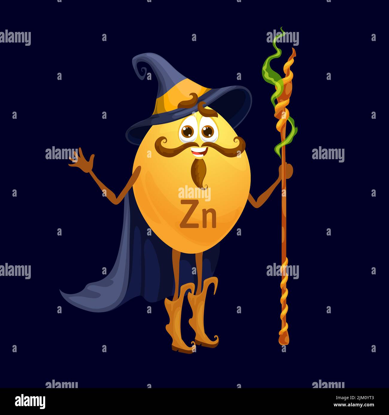 Cartoon happy zinc and zincum micronutrient mage character. Isolated ...
