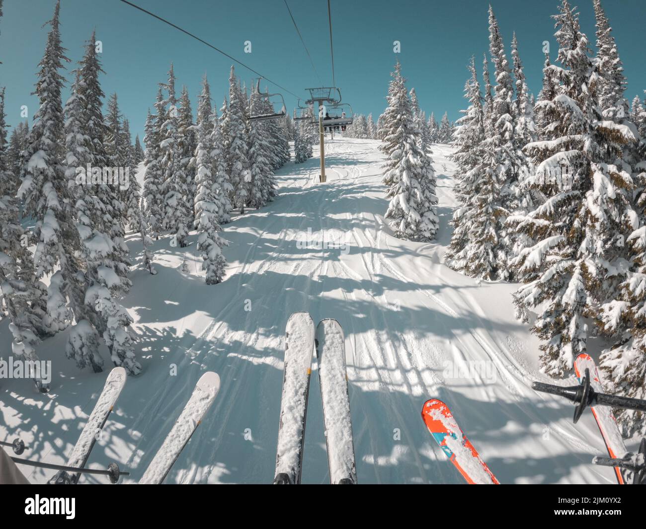 A scenic view of a white pass ski resort from a cable, WA Stock Photo ...