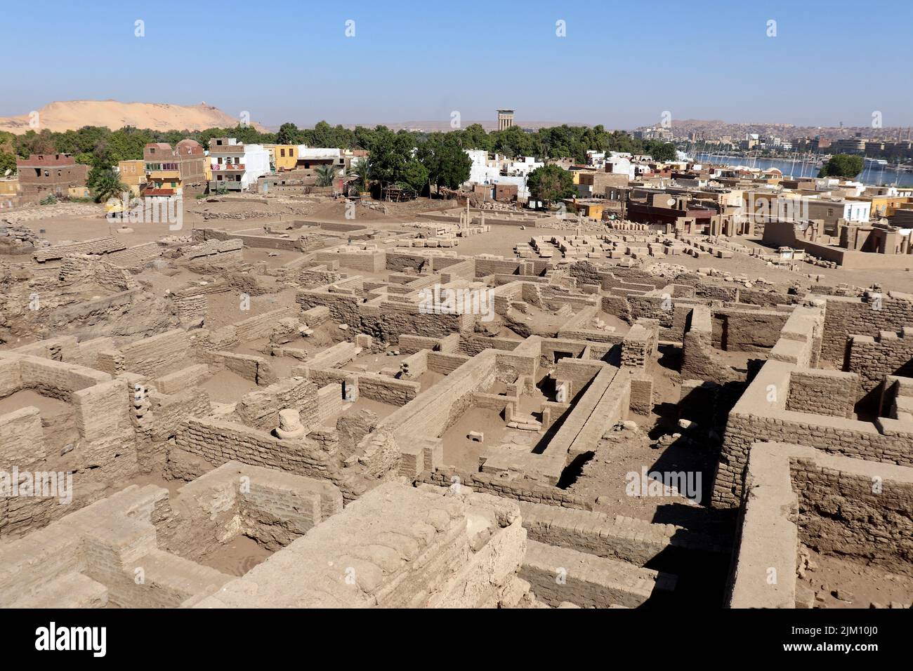 ancient ruins in Satet temple on Elephantine island in Aswan Stock ...