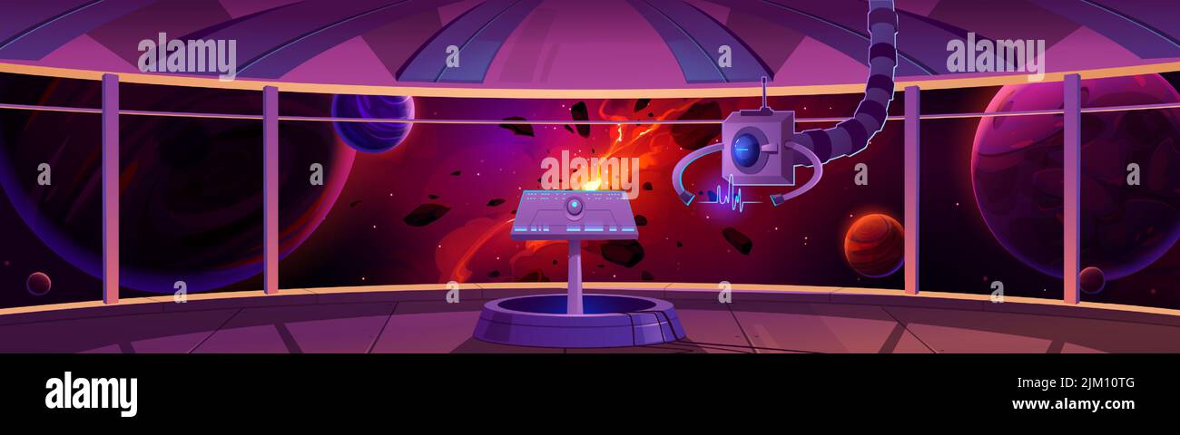 Spaceship control center interior, captain cabin with datacenter hud ...