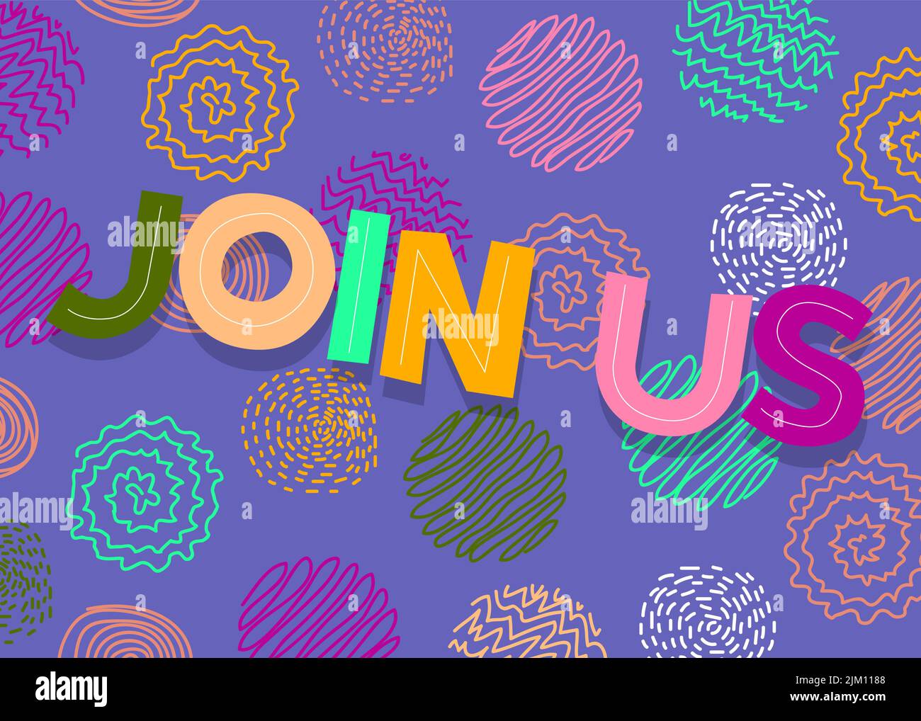 Join Us. Word written with Children's font in cartoon style Stock ...