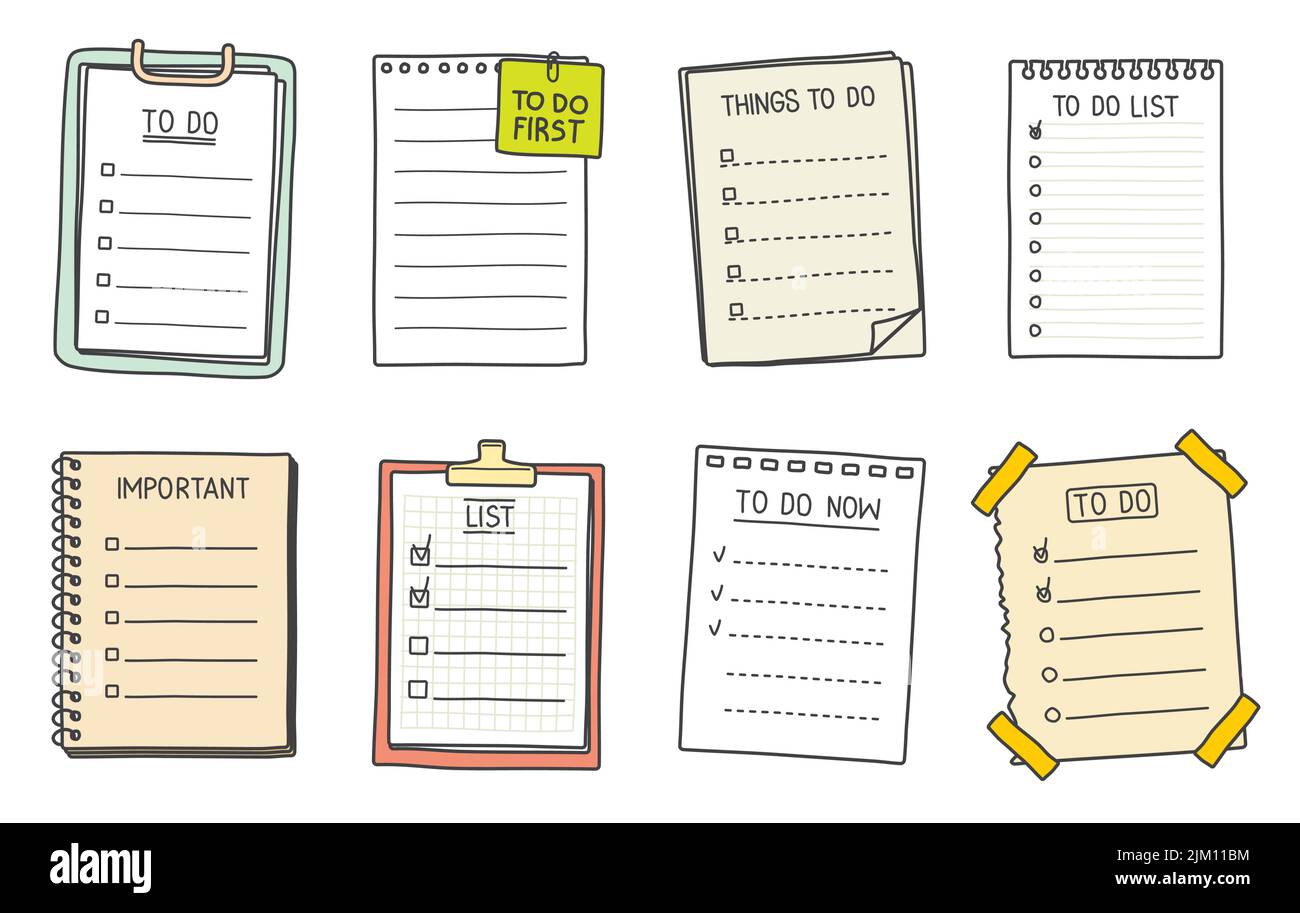 Check list sketch. Clipboard, checklist and notebook with task, to do ...